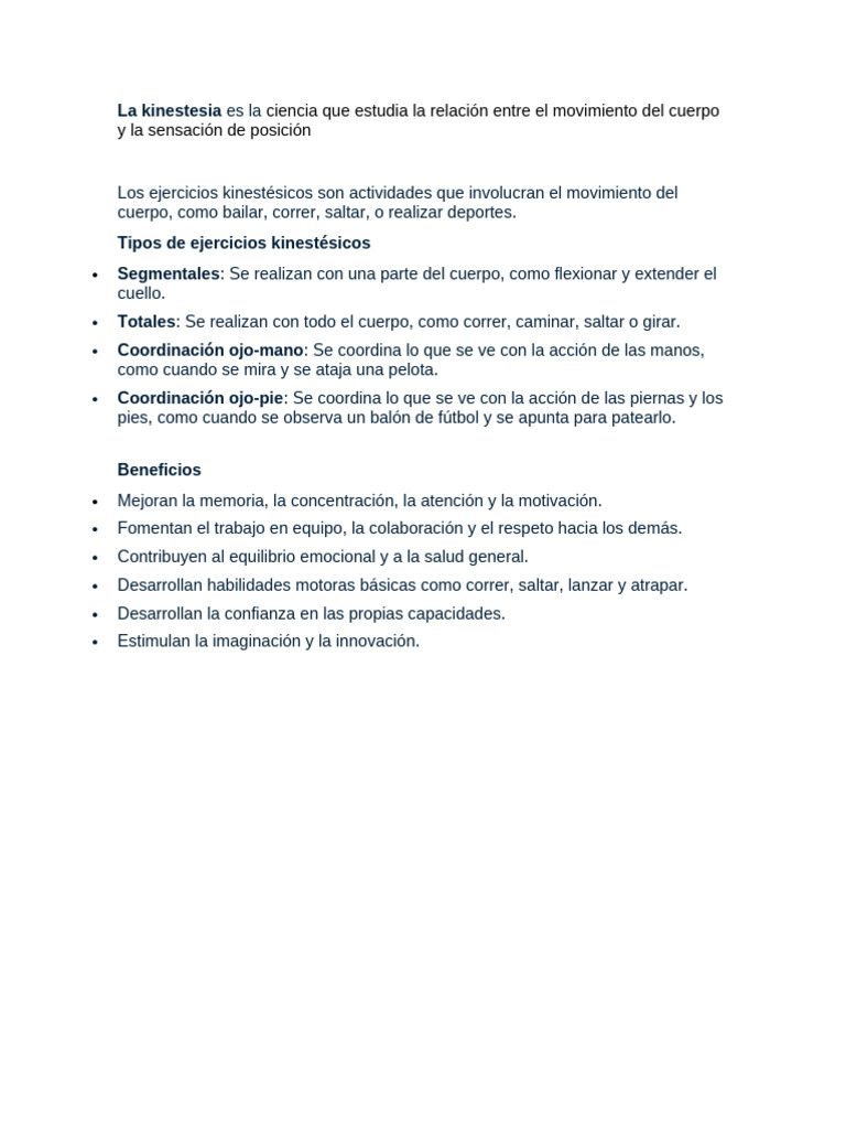 La Kinestesia Es La | PDF