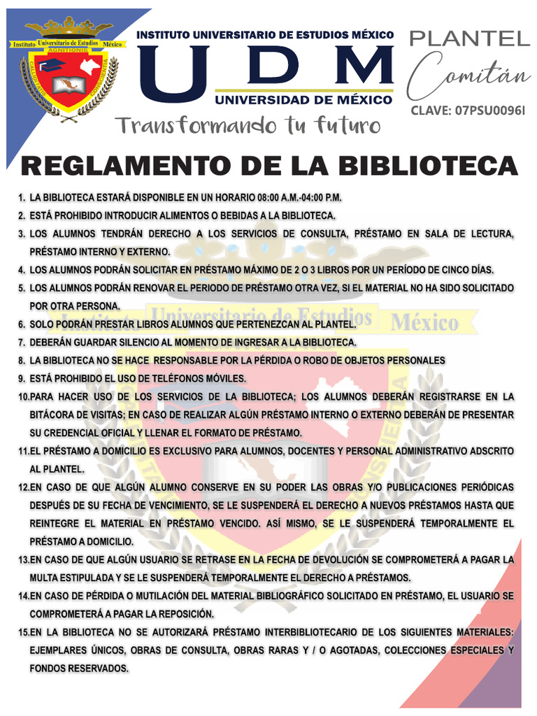 REGLAMENTOS DE AUDITORIO Y BIBLIOTECA | PDF