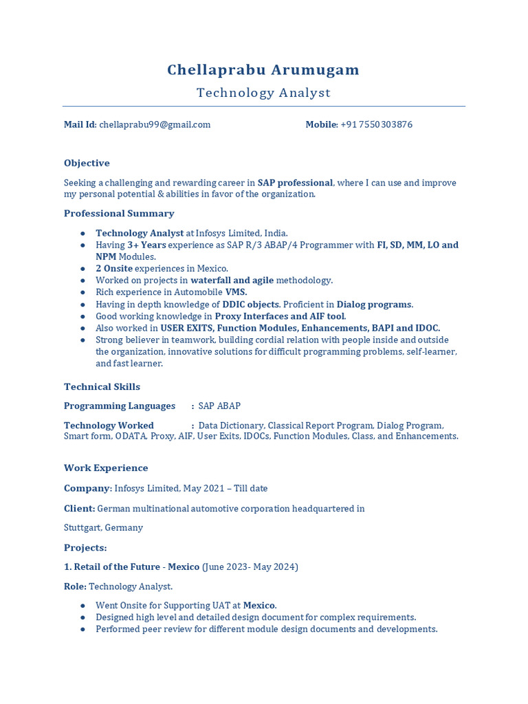 SAP BTP Technology Analyst Resume | PDF | Systems Engineering ...