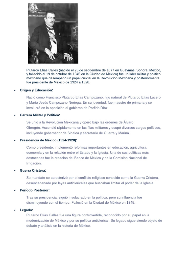 Plutarco Elías Calles | PDF | revolución mejicana | México