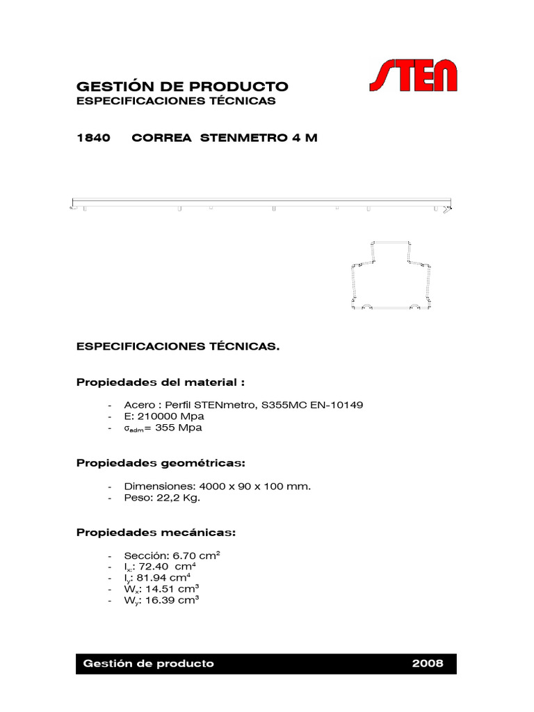 1840 - Ficha Tecnica - Correa STENmetro 4 M - 20080204 | PDF