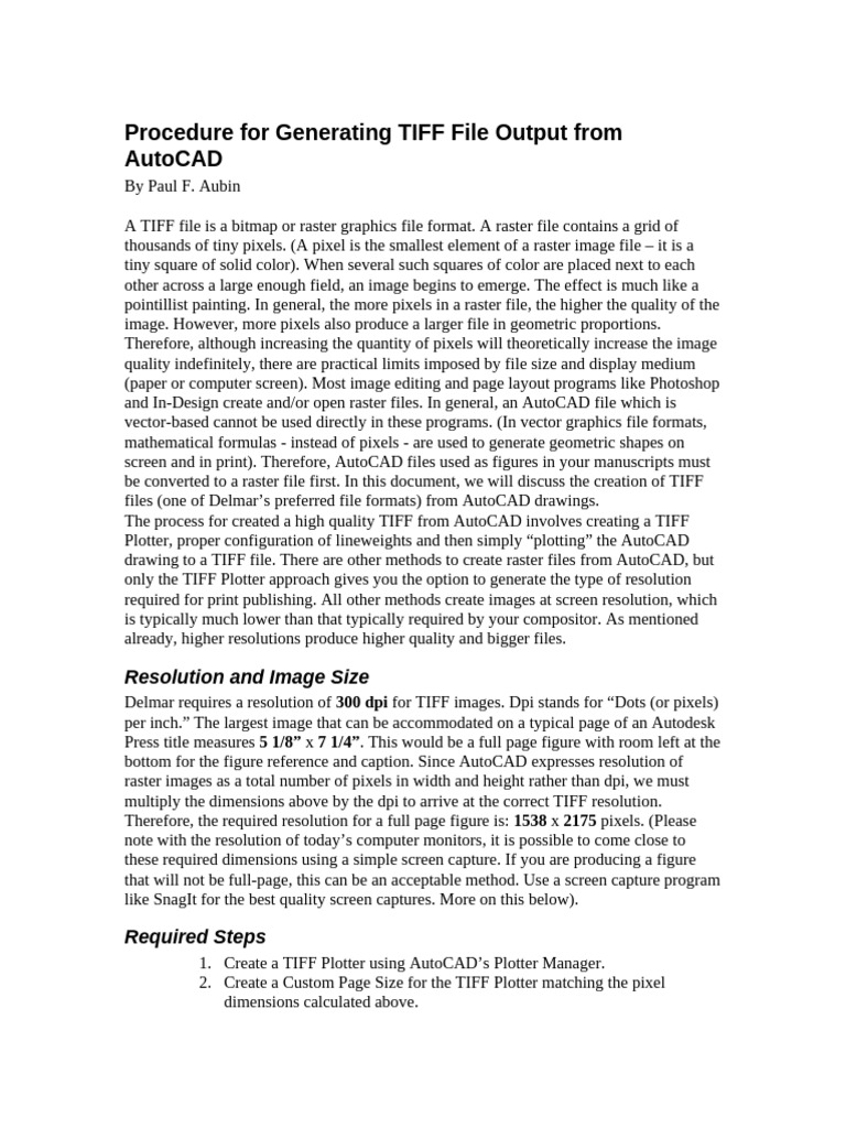 Procedure For Generating TIF File Output From AutoCAD | PDF | Image ...
