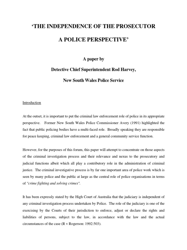 The Independence of The Prosecutor | PDF | Prosecutor | Police