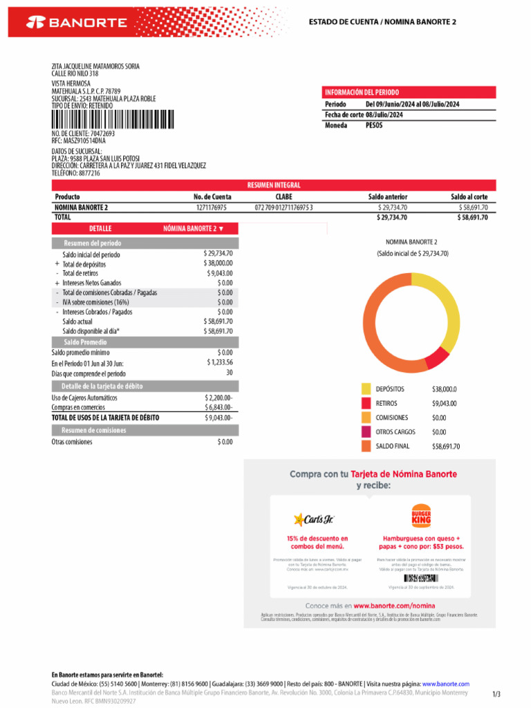 Estado de Cuenta Banorte Editable | PDF