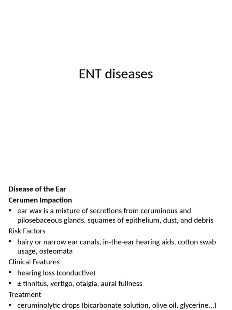 ENT Lecture-3 (Diseases of The Ear) | PDF | Hearing Loss | Human Head ...