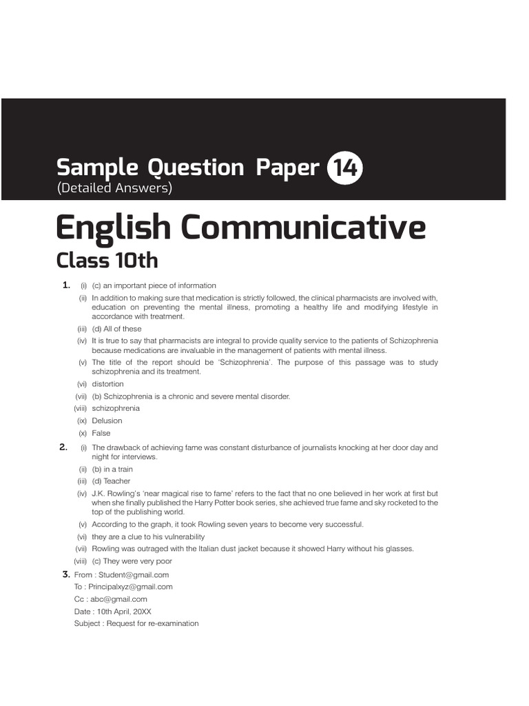 2023 CBSE Sample Paper 14 Communicative English Class 10 | PDF | Soil | Water