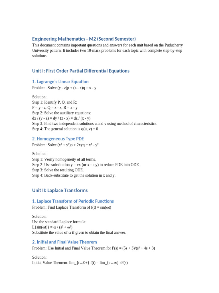 Engineering_Maths_M2_Normal_Style (1) | PDF | Partial Differential ...