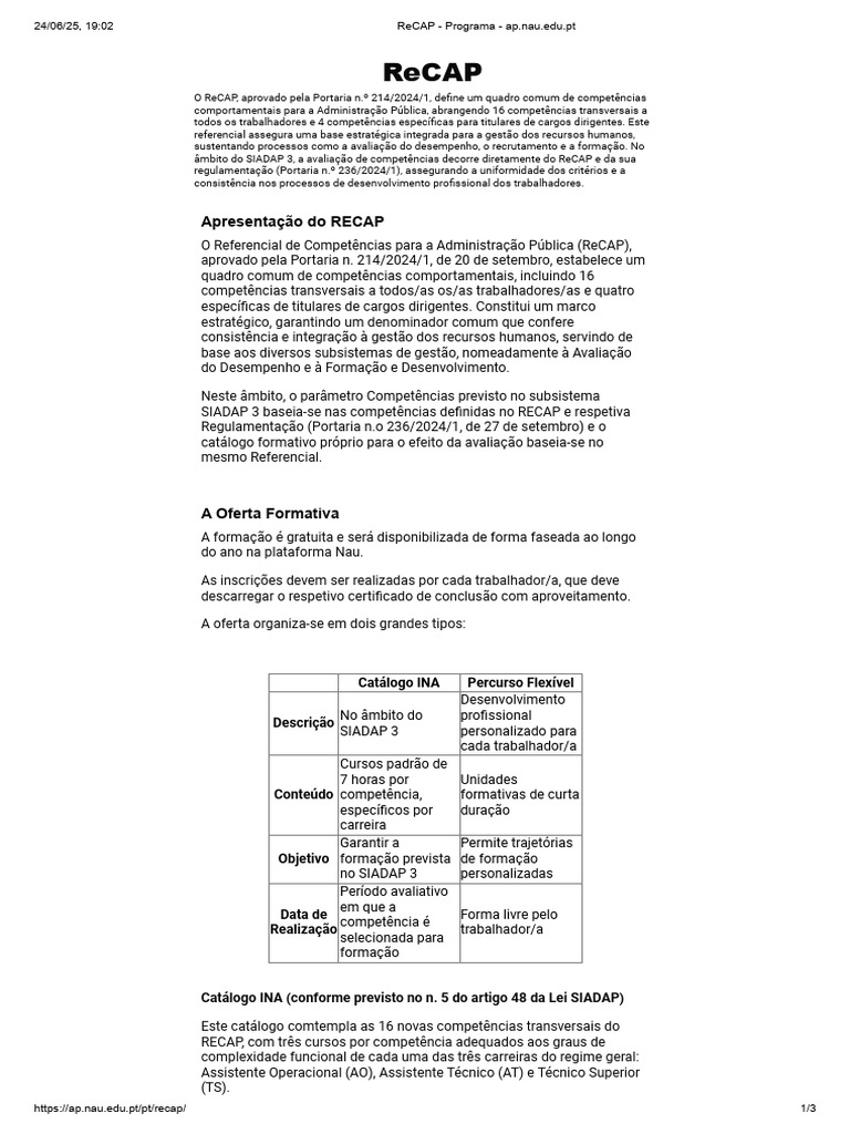 ReCAP - Programa - Ap - Nau.edu - PT | PDF | Competência (Recursos ...