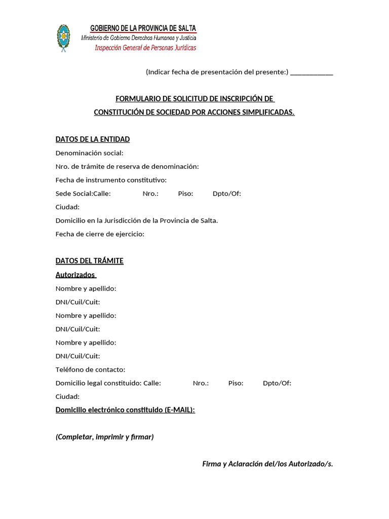 Formulario de Solicitud | PDF
