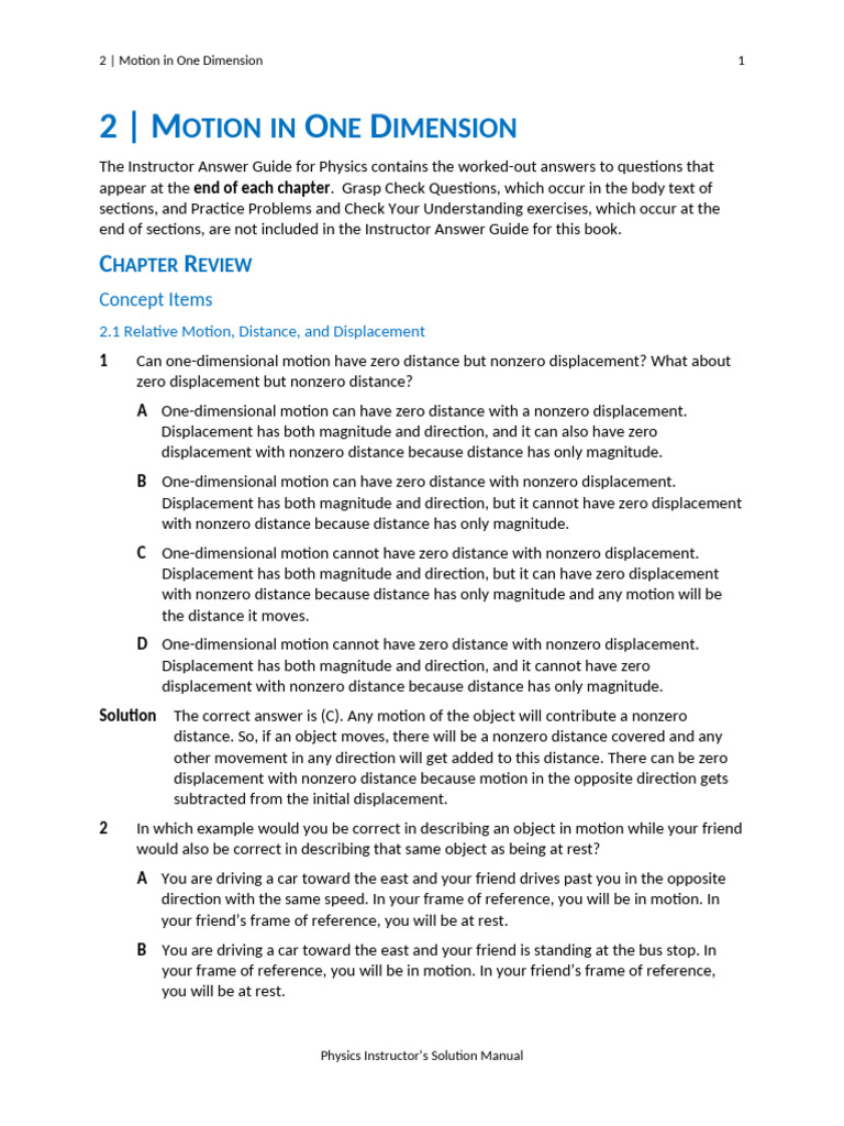 Chapter 2 - Motion in One Dimension | PDF | Velocity | Acceleration