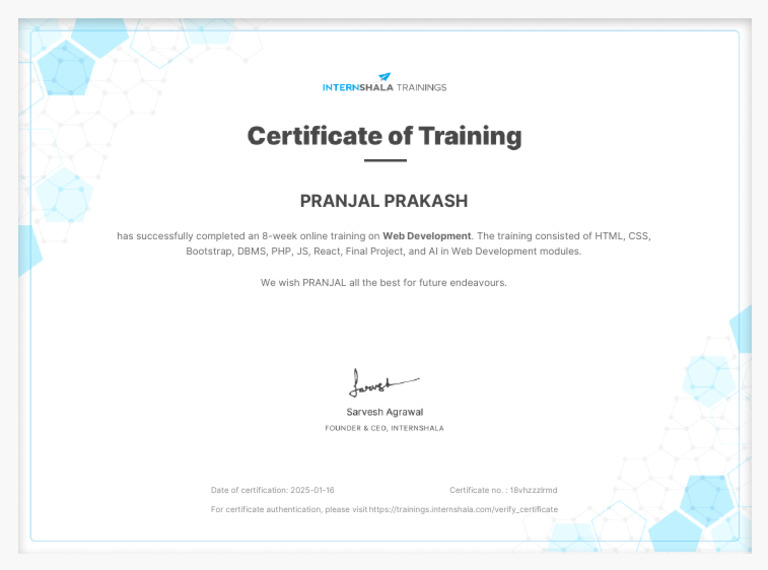 Web Development Certificate Completion | PDF
