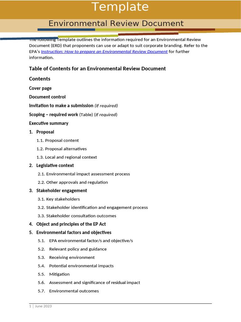 Environmental Review Document Template | PDF | Environmental Impact ...