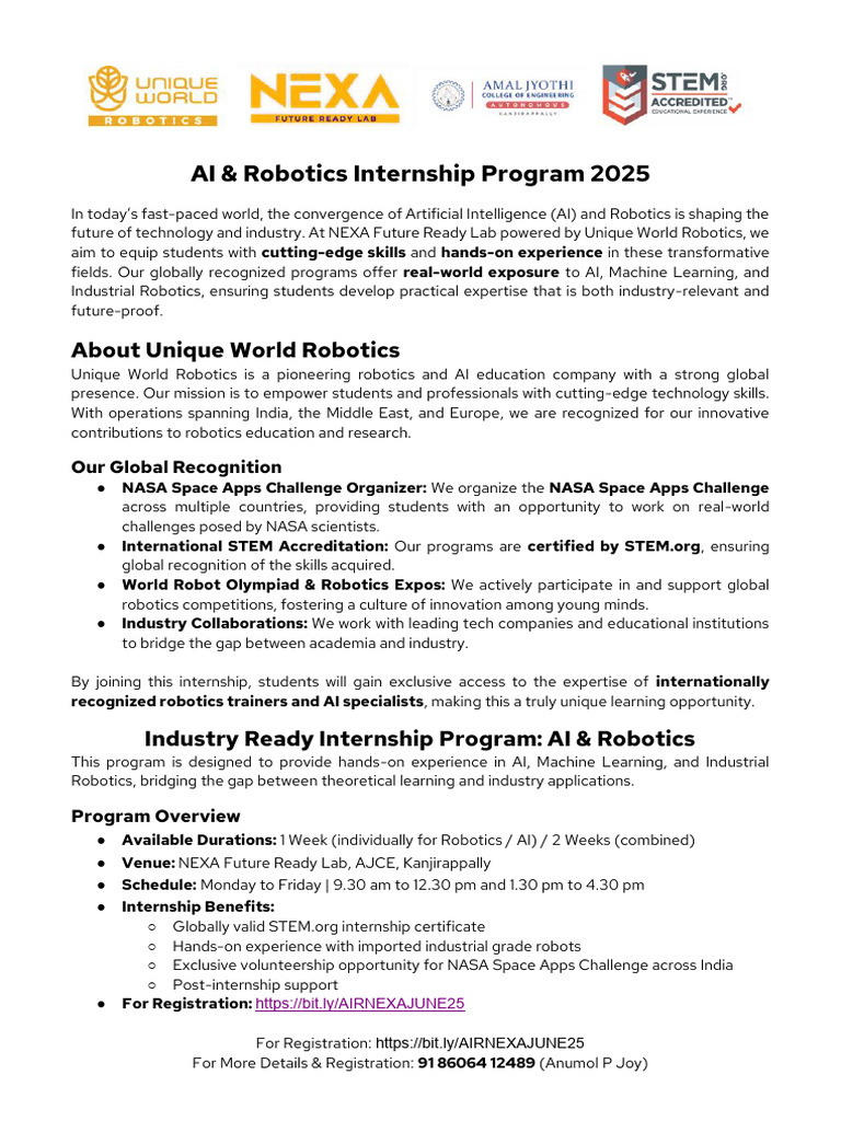 2025 AI and Robotics Internship | PDF | Artificial Intelligence | Intelligence (AI) & Semantics
