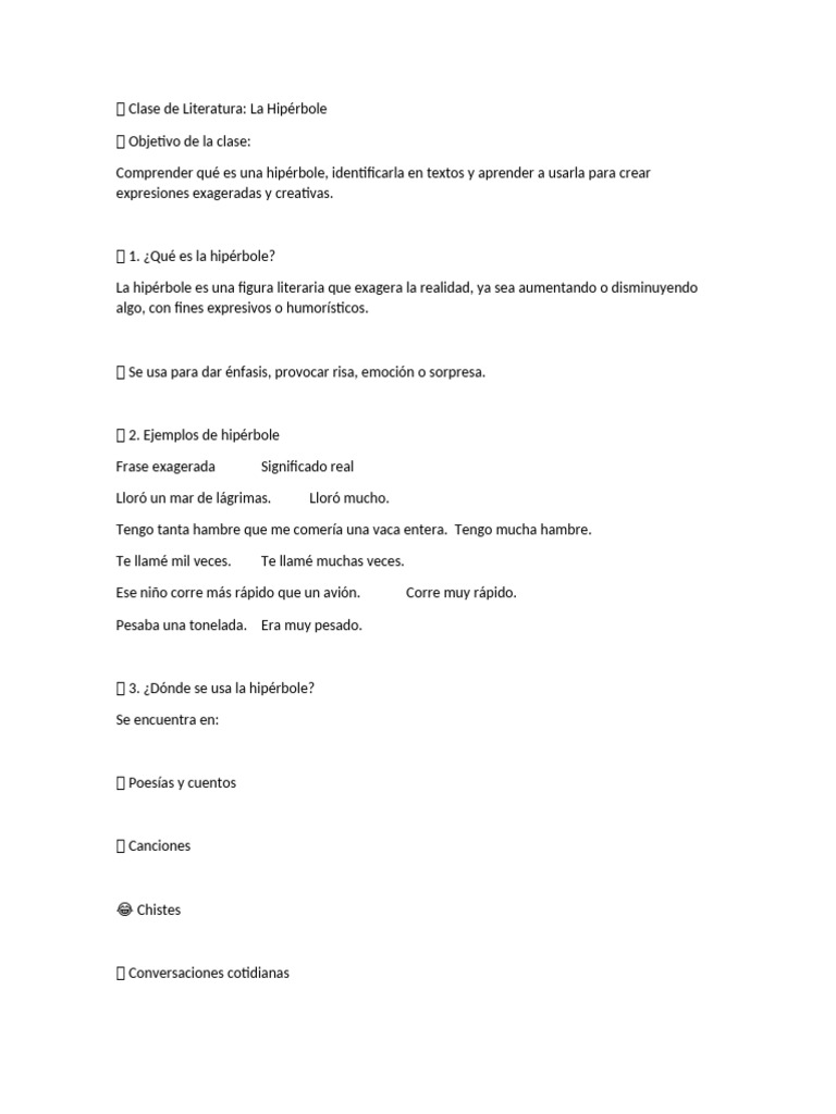 Actividades y Ejemplos de Hipérbole | PDF