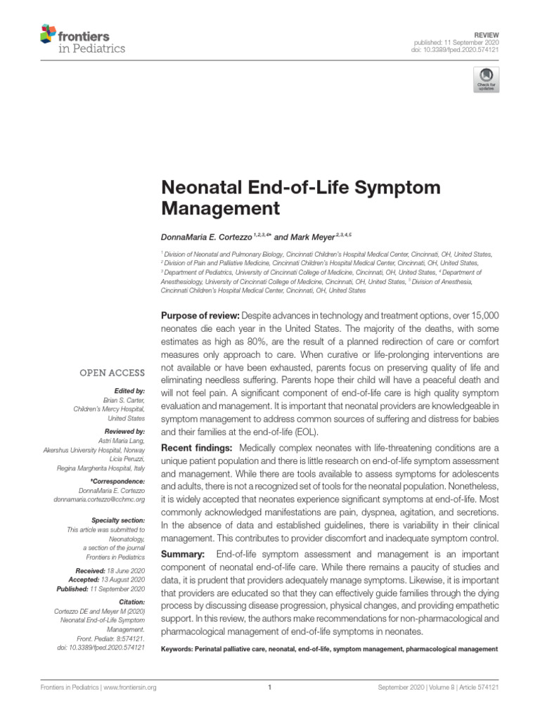 Neonatal End of Life Symptom Management | PDF | Opioid | Palliative Care