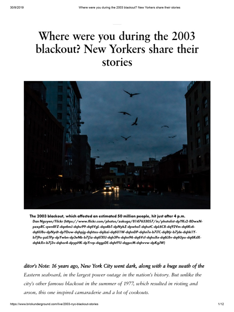 Where Were You During The 2003 Blackout - New Yorkers Share Their ...