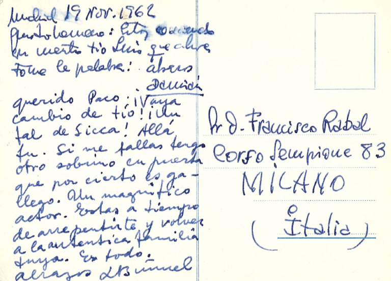 Carta de Luis Bunuel A Francisco Rabal Madrid 19 de Noviembre de 1962 | PDF