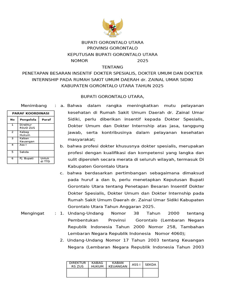 SK BUP Besaran Insentif Dr. ASN | PDF
