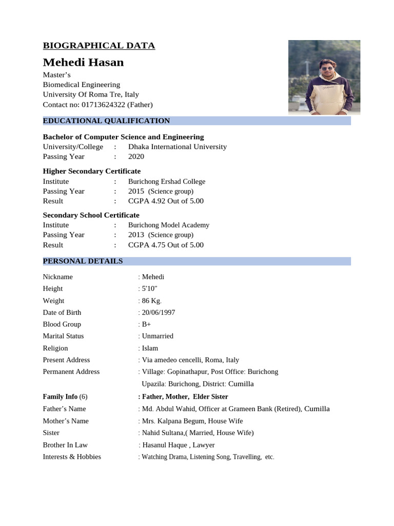 Marriage CV | PDF