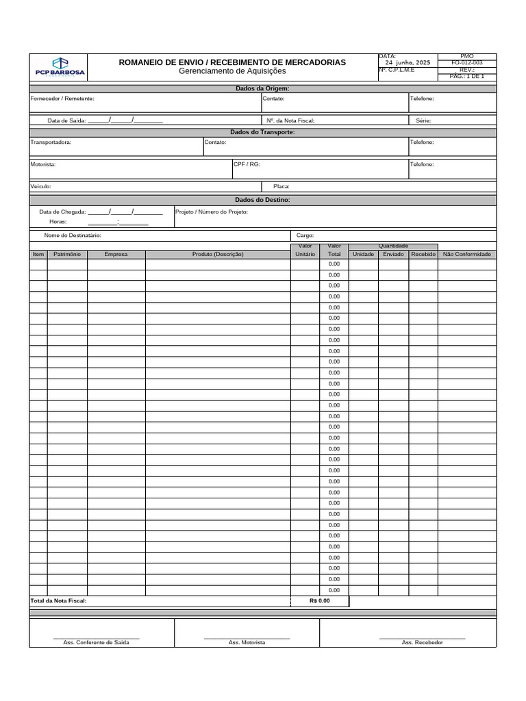 Romaneio de Entregas e Expedições | PDF | Transporte