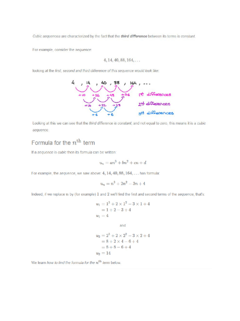 Cubic Sequences Note | PDF