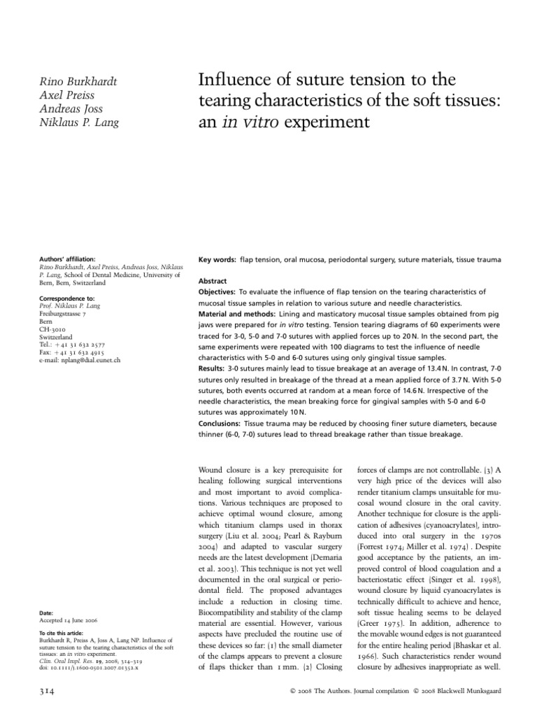 Influence of Suture Tension To The Tearing Characteristics of The Soft ...
