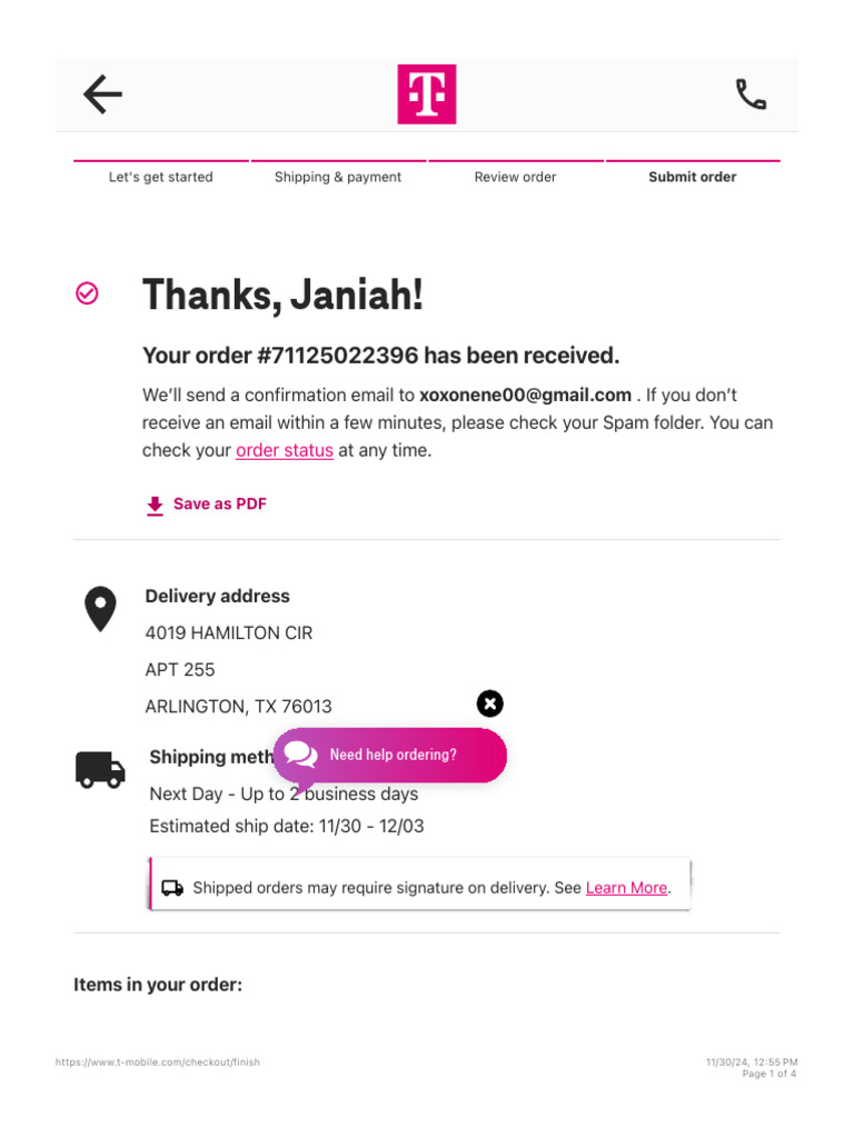 Finish Checkout T-Mobile | PDF | T Mobile Us | Roaming