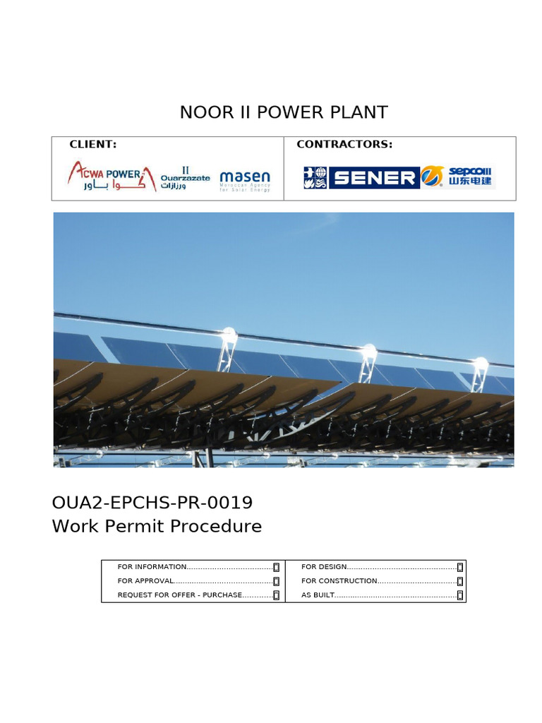 OUA2-EPCHS-PR-019 Work Permit Procedure Rev 05 | PDF | Crane (Machine) | Safety