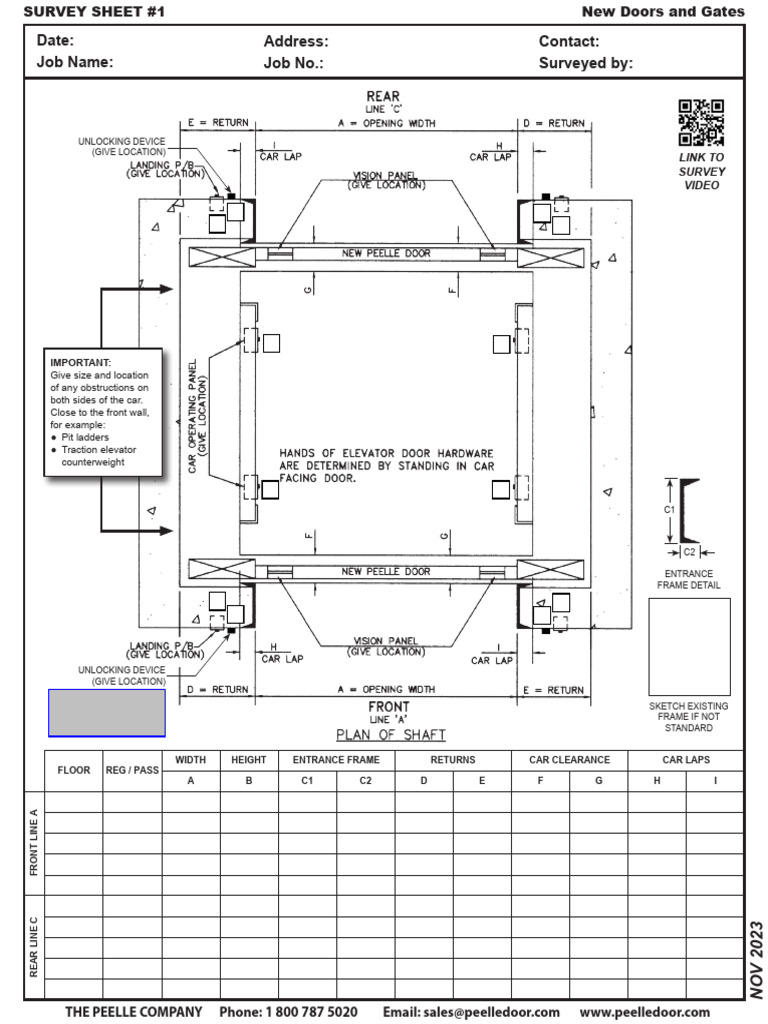 Elevator Door Survey Sheet Template | PDF | Elevator