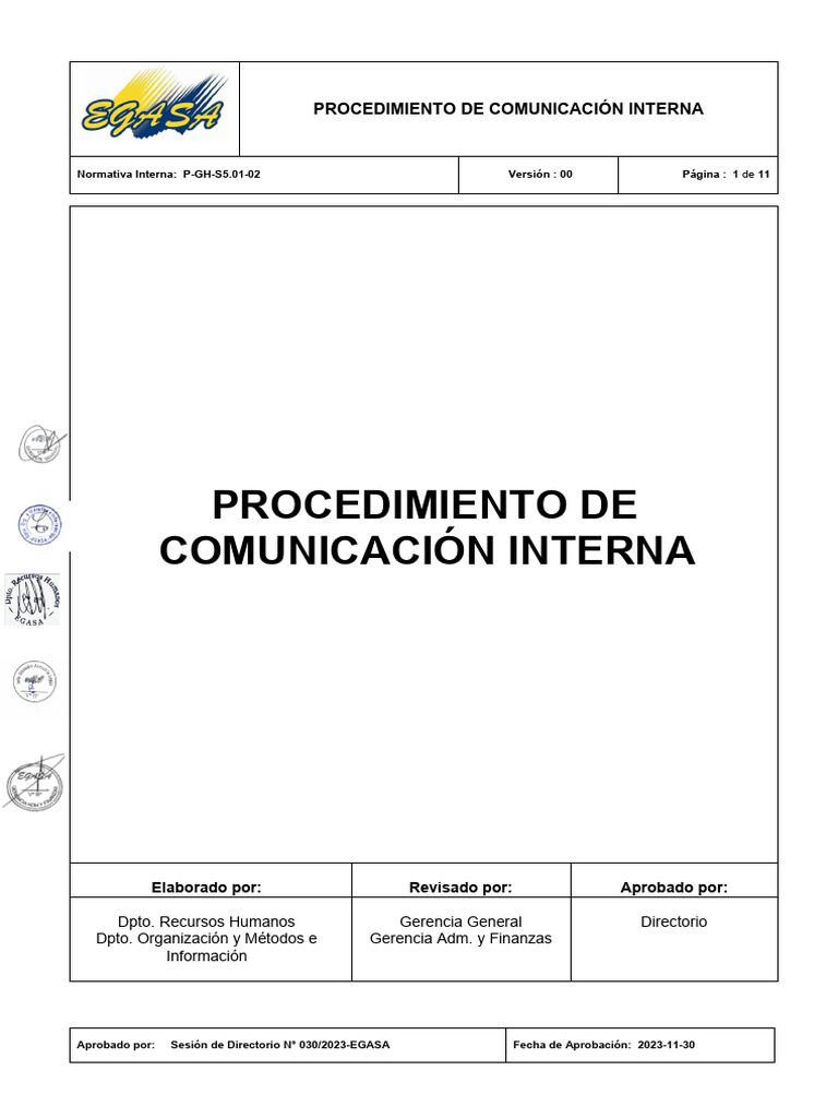 Procedimiento de Comunicación Interna | PDF | Comunicación | Gestión de recursos humanos