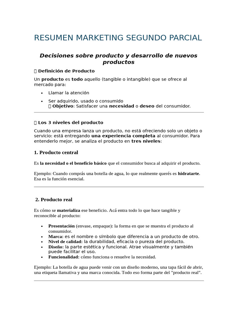 Marketing Resumen Segundo Parcial 2 | PDF | Producto (Negocio) | Marketing