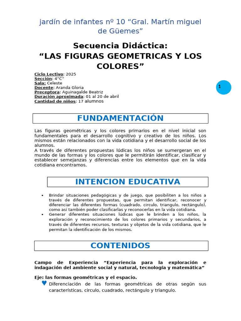 Figuras Geometricas y Colores | PDF | Educación de la primera infancia