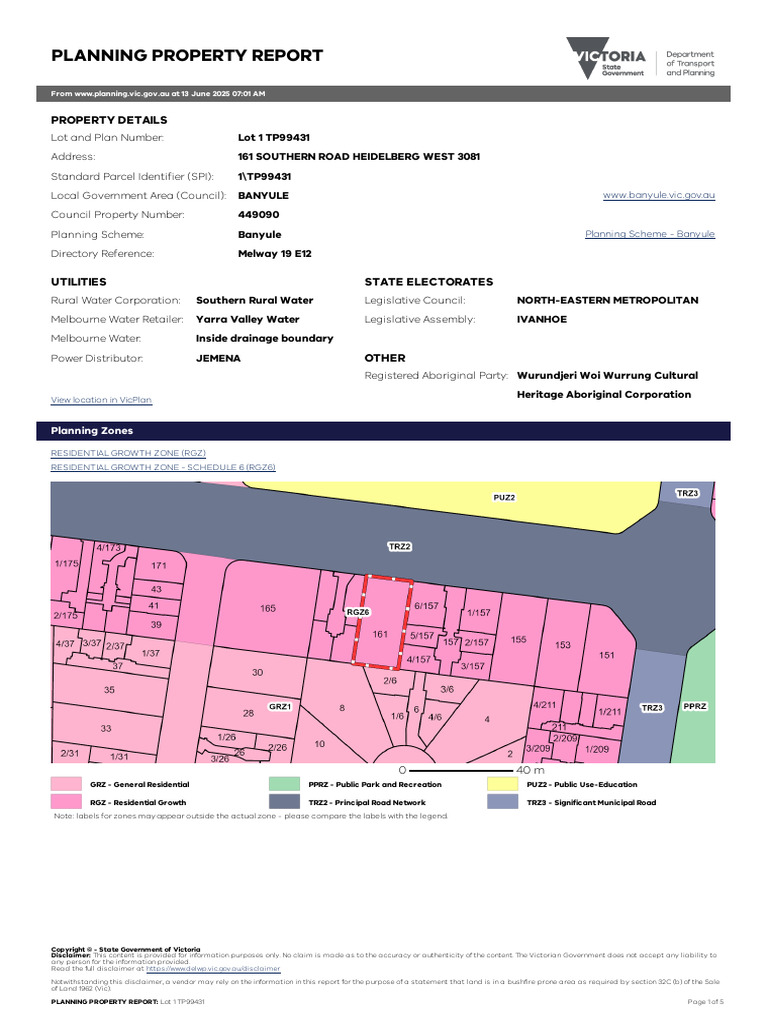 Lot 1 TP99431 (ID1207056) Vicplan Planning Property Report | PDF ...