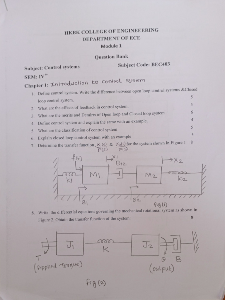 Control System (Question Bank) | PDF