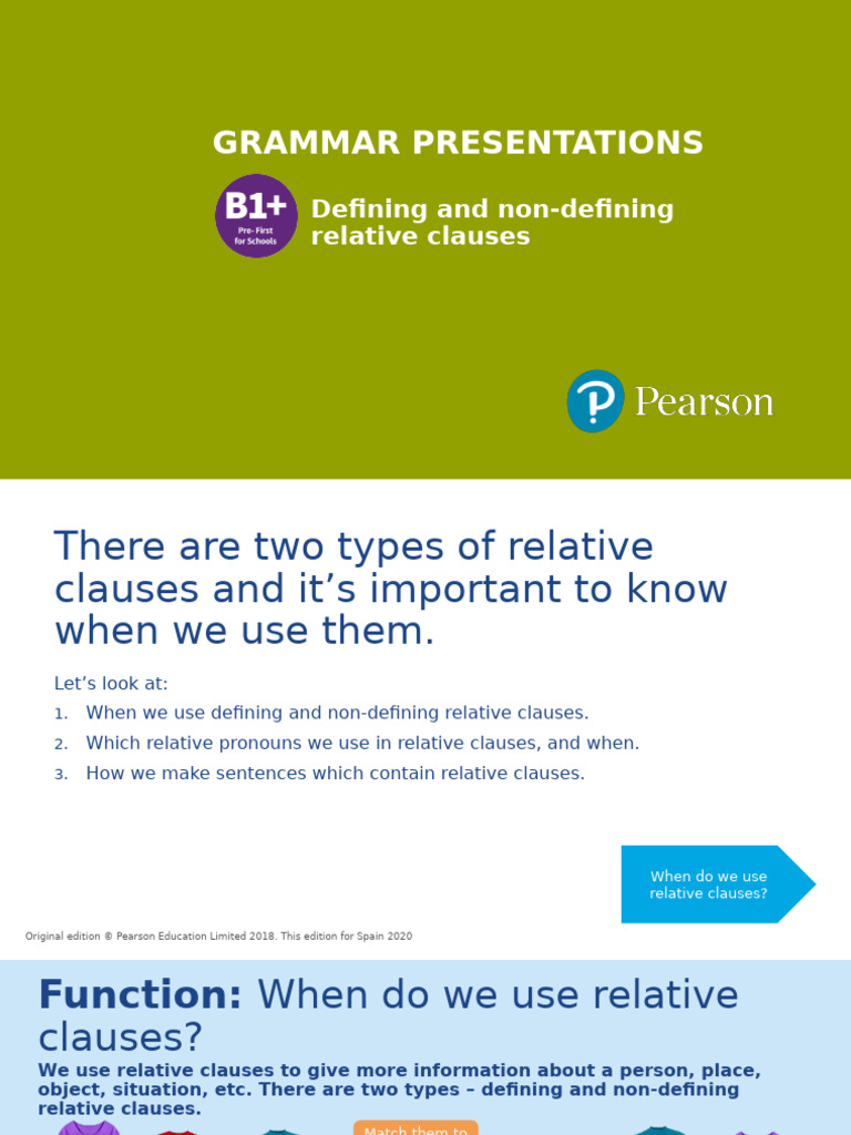 Defining vs Non-Defining Clauses Guide | PDF | Clause | Pronoun