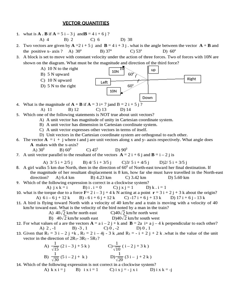 Vector Quantities and Calculations Quiz | PDF | Euclidean Vector | Velocity