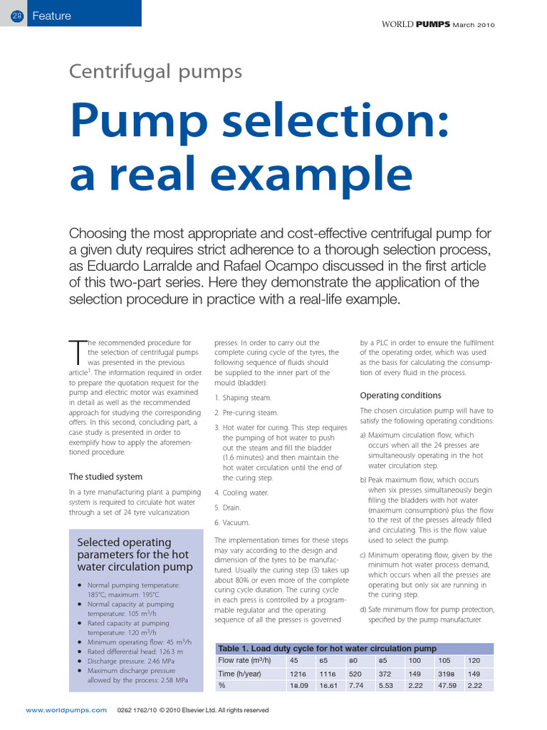 Centrifugal Pump Selection Case Study | PDF | Pump | Water Heating