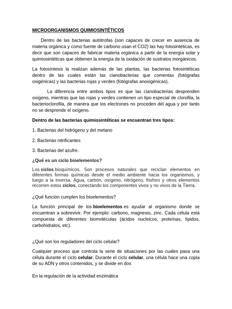 MICROORGANISMOS QUIMIOSINTÉTICOS Biologia | PDF | Hormona Vegetal ...