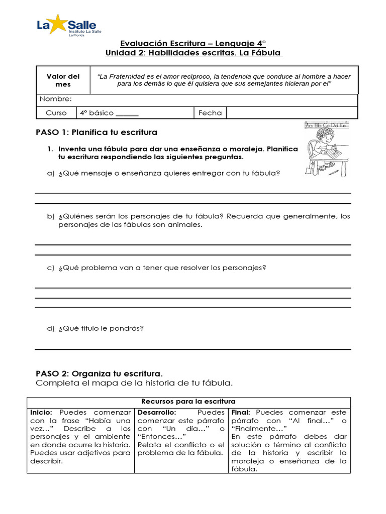 Proyecto de Escritura - Mi Fábula 4° | PDF | Fábula | Escritura