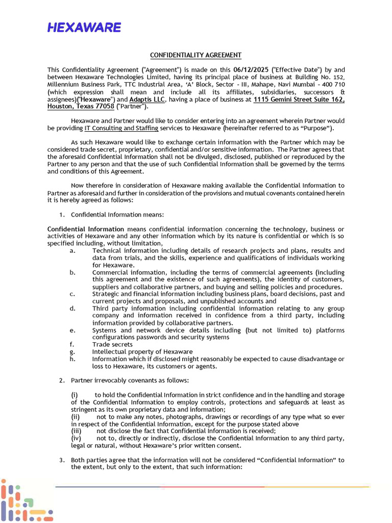 Partner NDA Unilateral (With Non-Compete) . | PDF | Non Disclosure Agreement | Confidentiality
