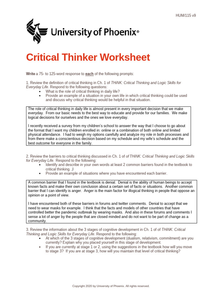 Critical Thinking in Daily Life Guide | PDF | Critical Thinking | Thought