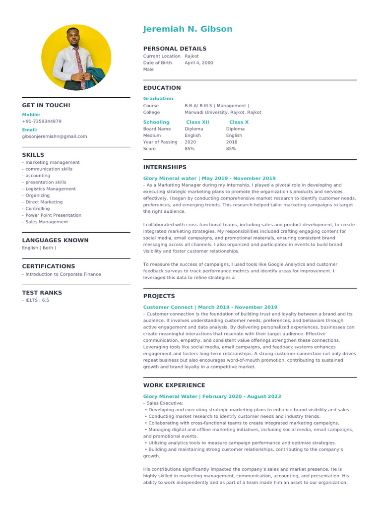 Jeremiah N. Gibson Resume | PDF | Marketing | Marketing Strategy
