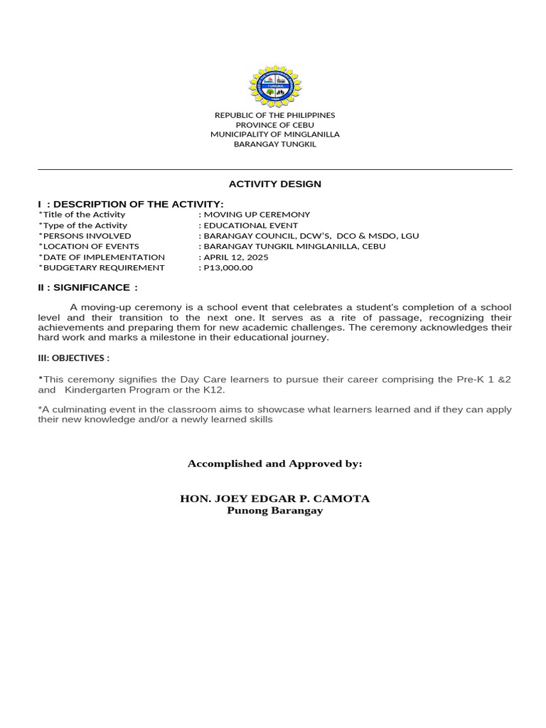 Activity Design Year End Moving Up 2025 | PDF