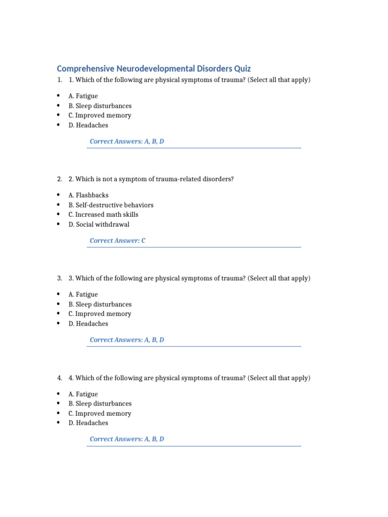 Neurodevelopmental Disorders Overview | PDF | Psychological Trauma ...