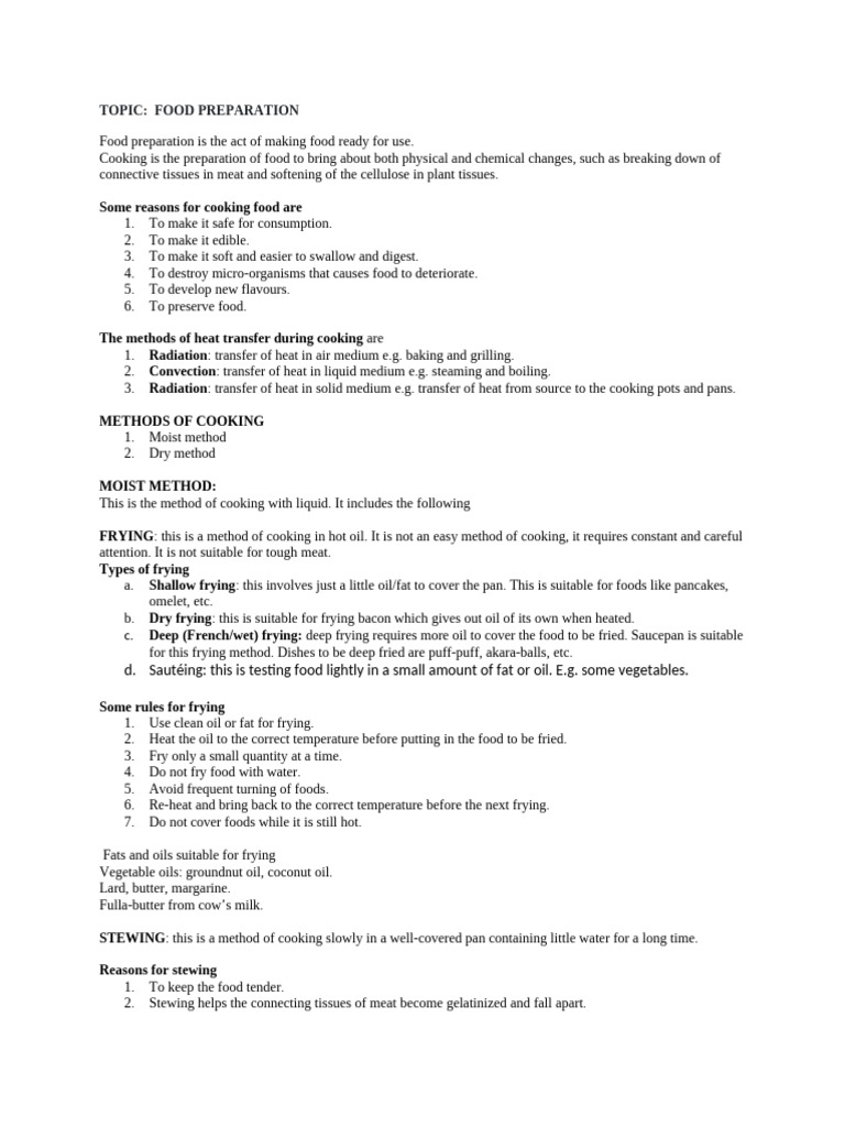Food & Nut Lesson Note t3 Sh1 STD | PDF | Cooking | Waste