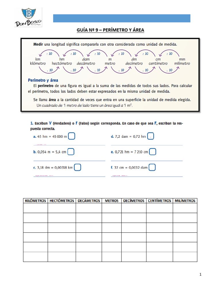 1° Perímetro y Área | PDF