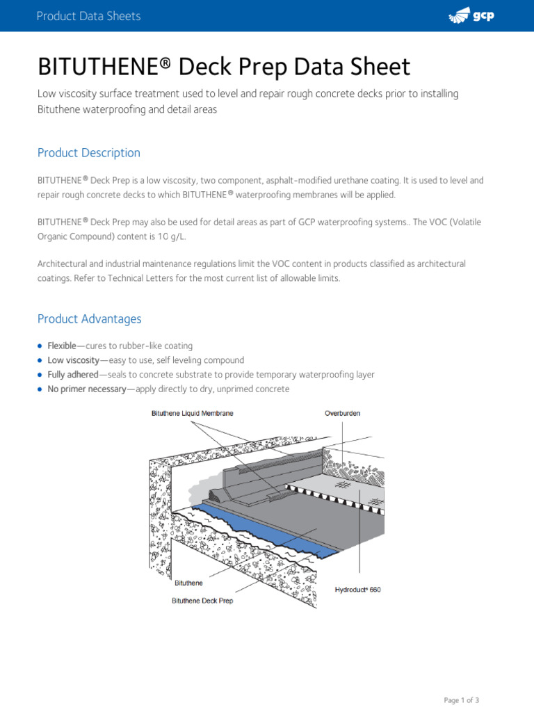 GCPAT Bituthene Deck Prep Us 571 | PDF | Concrete | Trademark