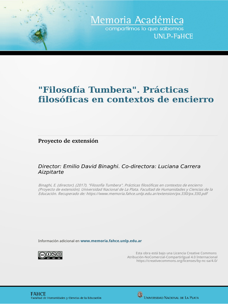 Filosofia Tumbera - UNLP | PDF | Experiencia | Conocimiento