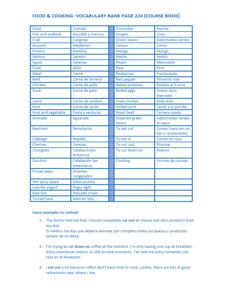Food & Cooking.2docx | PDF | Alimentos | Productos animales