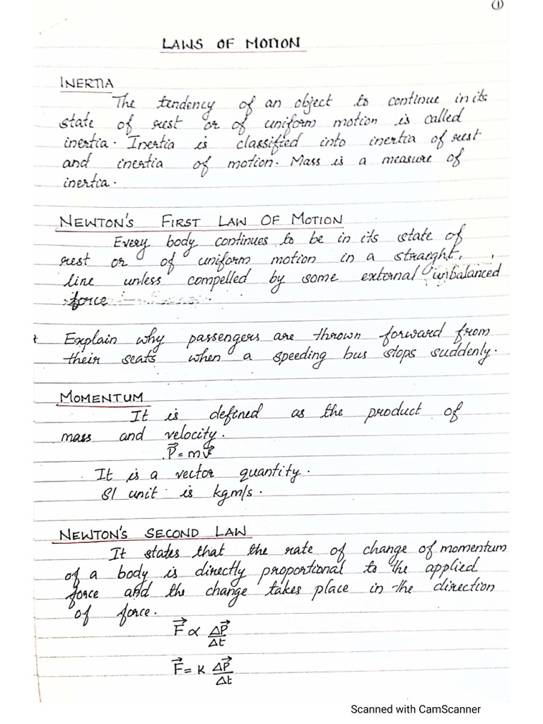 Laws of Motion Notes | PDF